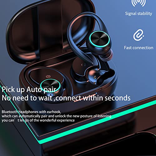Nsxcdh Bluetooth 5.3 Mini Earbuds, Wireless Headphones 50Hrs Playback HD Stereo Audio LED Display, Immersive Premium Sound Earphones with Earhooks, in-Ear Headset, for Sports Game
