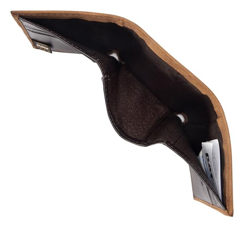 Caterpillar Men's Leather Trifold Wallet with ID Window, Tan, One Size