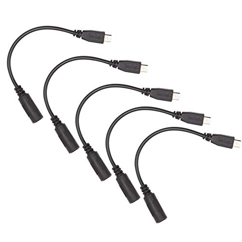 Snsnlent 5PCS DC 5.5 x 2.1mm Female to Micro USB Male Connector Adapter 5V Power Cable(USB Micro-B to DC Female)