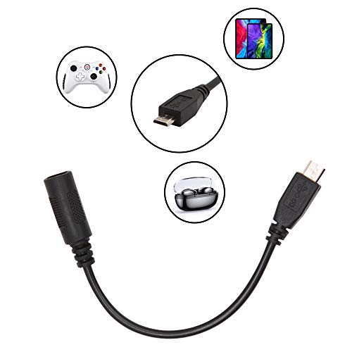 Snsnlent 5PCS DC 5.5 x 2.1mm Female to Micro USB Male Connector Adapter 5V Power Cable(USB Micro-B to DC Female)