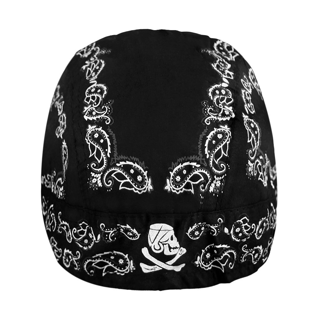 Skull Cap Motorcycle Helmet Liner Biker Head Wrap Cover Scarf Pirate Hat Bandana Running Beanie Cap Black