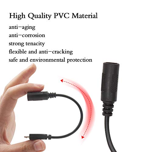 Snsnlent 5PCS DC 5.5 x 2.1mm Female to Micro USB Male Connector Adapter 5V Power Cable(USB Micro-B to DC Female)