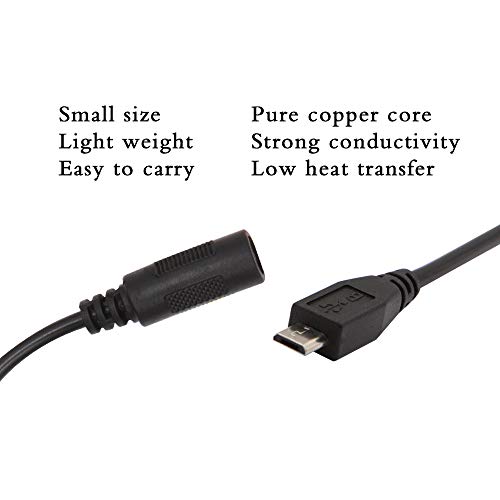 Snsnlent 5PCS DC 5.5 x 2.1mm Female to Micro USB Male Connector Adapter 5V Power Cable(USB Micro-B to DC Female)