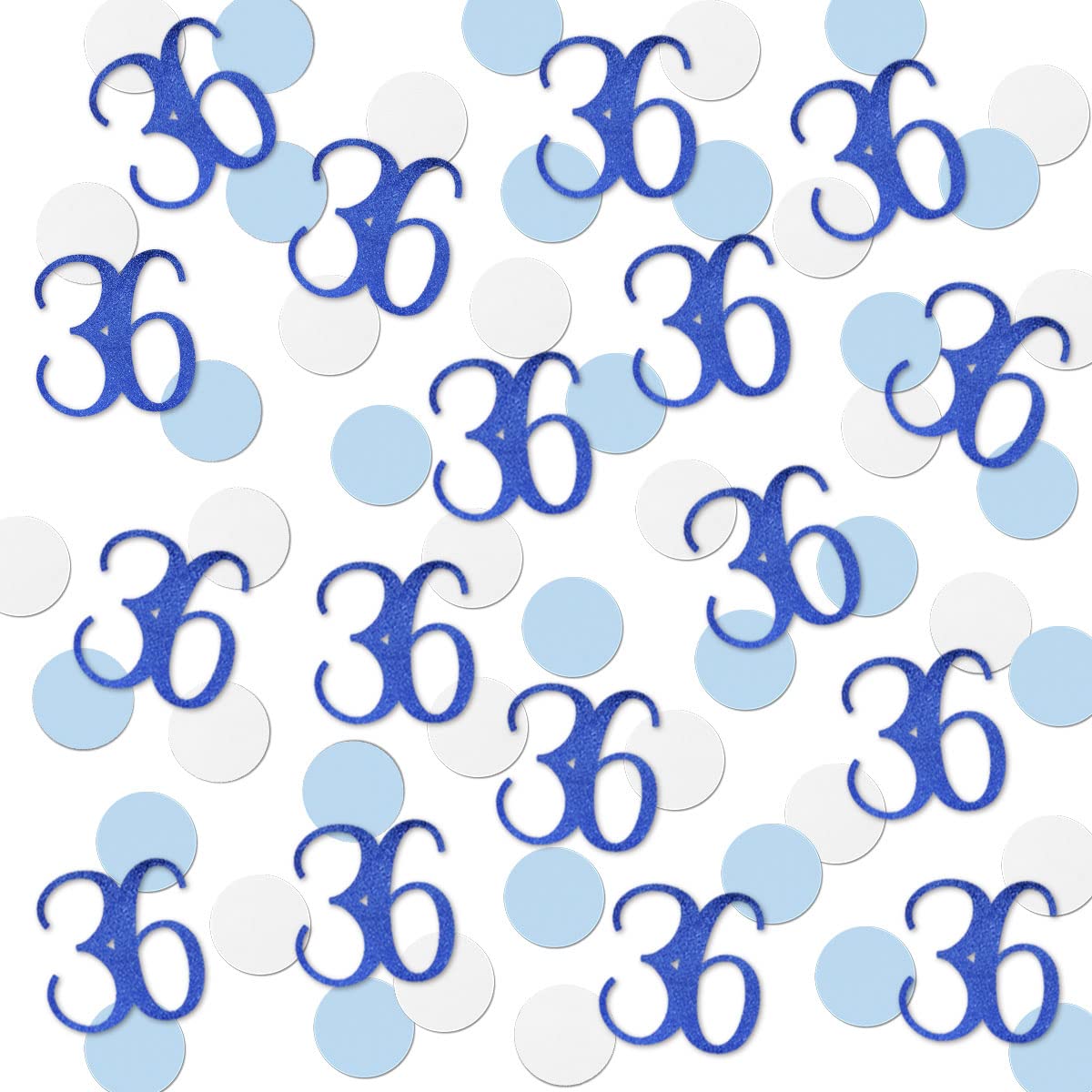 Blue Glitter 36 Confetti, 36th Birthday Number Confetti, 200pcs Anniversary Party Table Decoration Supplies