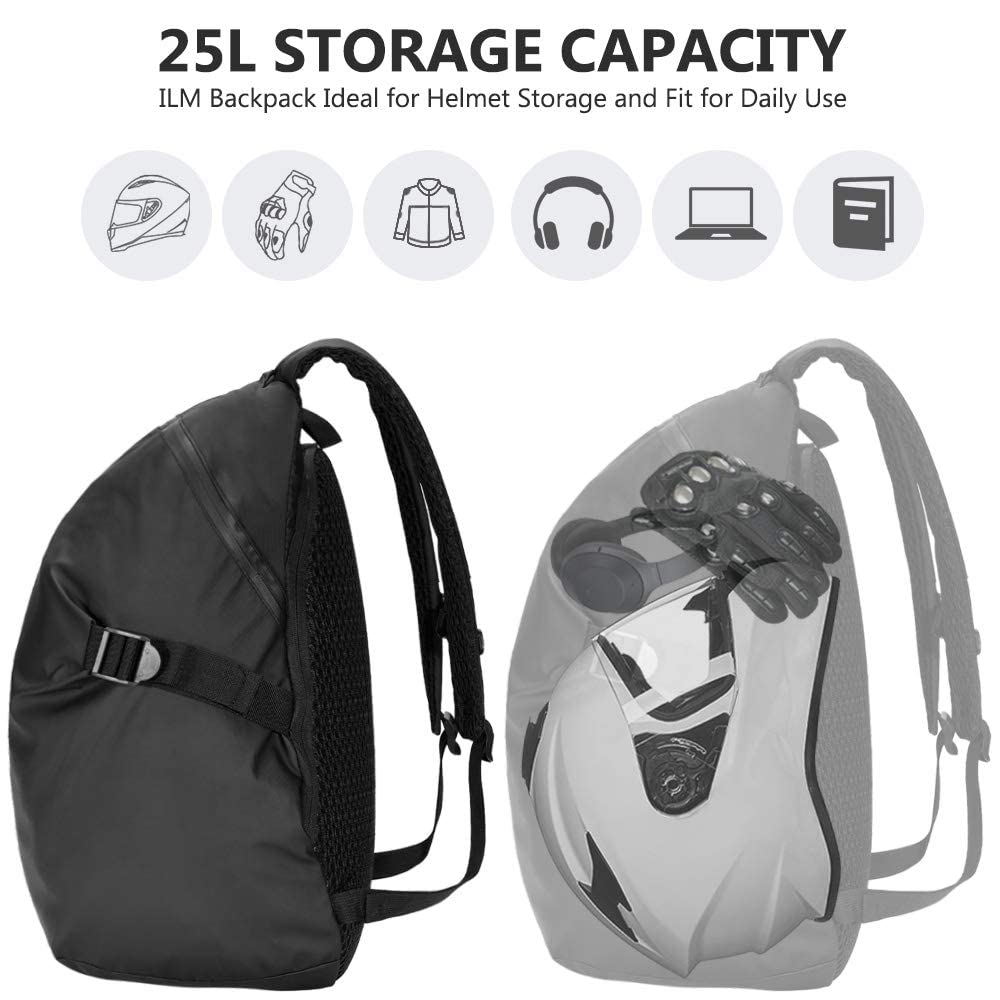 ILM Motorcycle Helmet Backpack Large Capacity Waterproof Lightweight Storage Bag with Reflective Stripe Model MB01