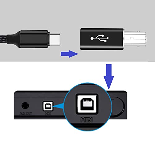USB C to B Adapter,【3-Pack】 Tpenod Female USB C to MIDI Converter,Compatible with MIDI,Printers,Chromebook Pixel,Electric Piano,Synthesizers and Devices /laptops with Type-c Port., black