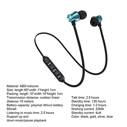 Bluetooth Headphones - Best Sports Earbuds - Headphones Wireless Bluetooth - Xt11 Earphone Wireless Magnetic in-Ear Universal Bluetooth Earphone for Sports Blue