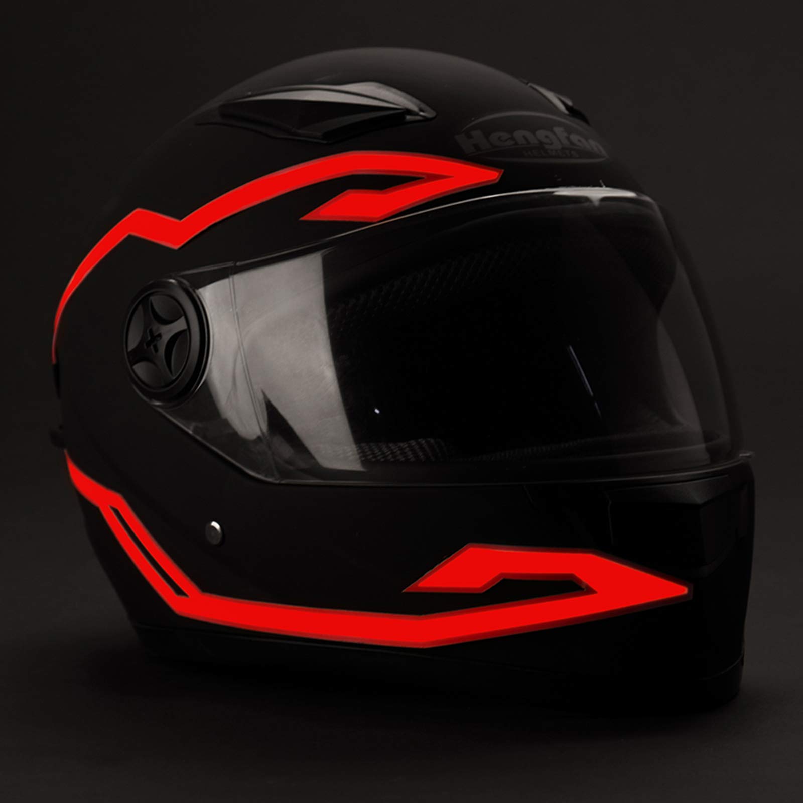JIGUOOR 4PCS Motorcycle Helmet Light, Night Riding Signal Helmet EL Light, 3 Mode Led Helmet Light Strip Decoration Accessories Kit for Motorcycle (Red,Battery Powered)