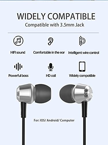 HAPPYAUDIO W1 Stereo Headphones for 3.5mm Jack with Metal bass with Microphone for Game Sports Call up