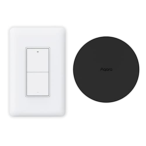 Aqara Smart Light Switch (with Neutral, Double Rocker) Plus Aqara Hub M2, Zigbee Switch, Remote Control and Set Timer for Home Automation, Compatible with Alexa, Apple HomeKit, Google Assistant