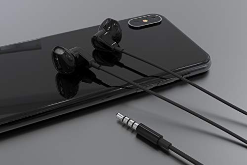 Earbuds Wired 3.5mm Jack with Mic Noise Cancelling Volume Control Headphones Earphones for Galaxy Note 10 Lite Note 9, S10 Plus, S9 Plus, S10 5G, LG Stylo 6 V60, Moto One 5G Ace, Pixel 5a 4a (Black)