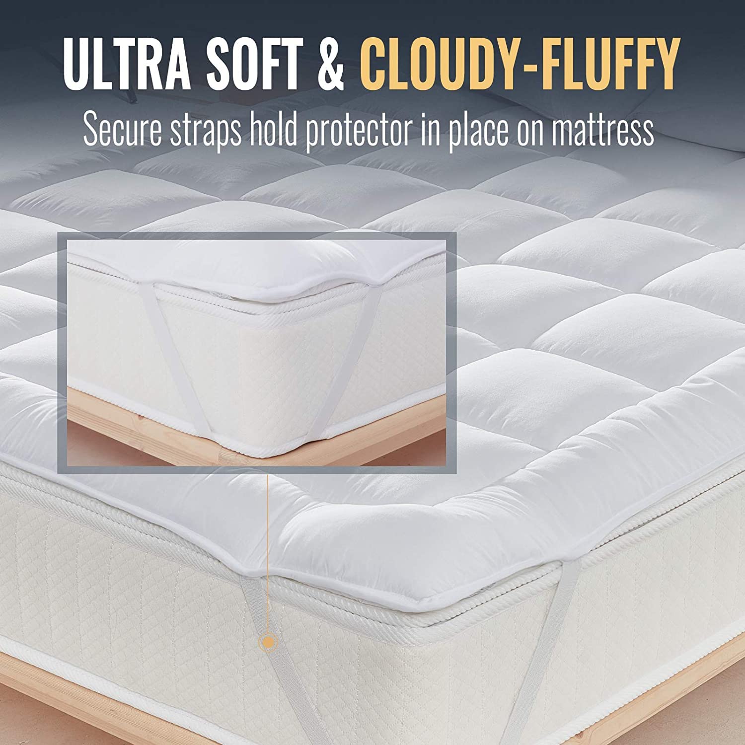 Pure Eco Mattress Topper Full XL Size,Deep Pockets (8-22" Depth) Fits, 500TC Cotton Pad Cover, 1000 GSM Mattress Pads, Extra Thick Cooling Full XL Size Bed Mattress Topper 54"x80" Inches Silver
