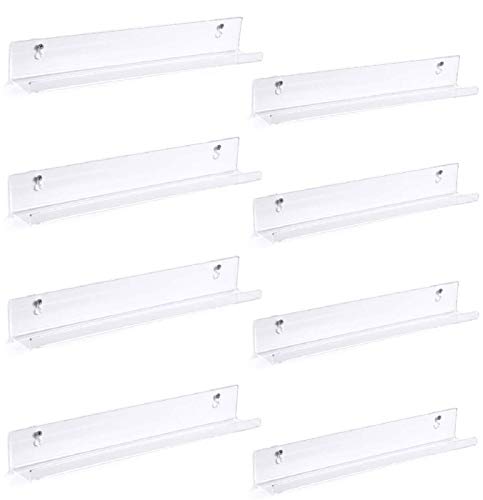 akrilex Vinyl Record Shelf Wall Mount - 8 Pack 12-inch Clear Acrylic Album Record Holder Display Rack - Art for the Records Collector