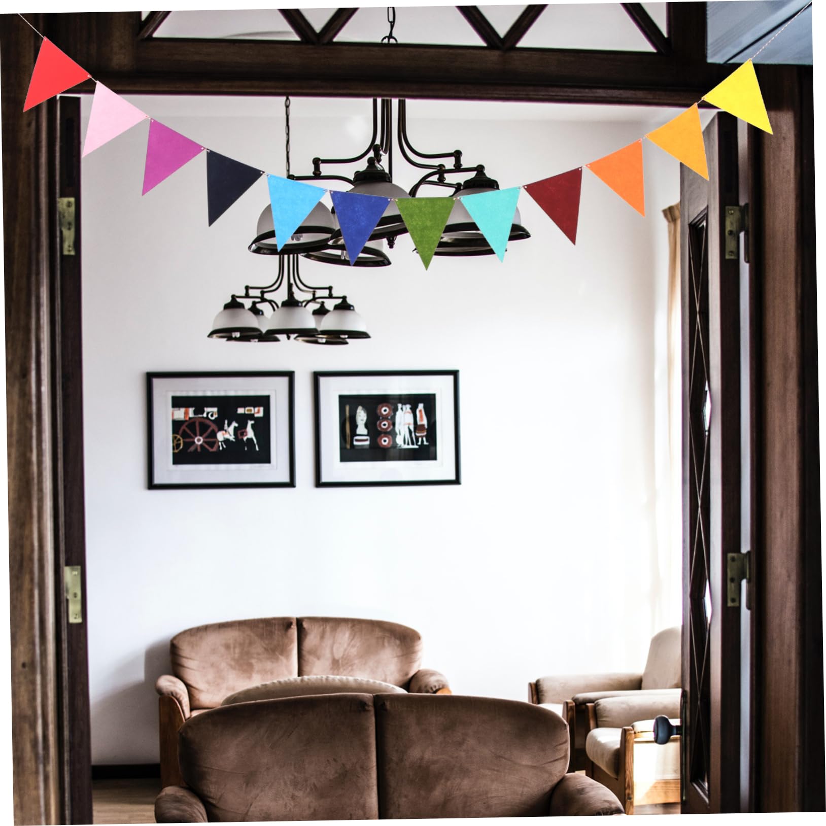 Abaodam 36 Pcs Triangle Felt Flag Rainbow Banners Birthday Party Banner Triangle Bunting Flag Felt Bunting Baby Shower Banner Fabric Pennant Banners New Year Child Decorations Multicolor