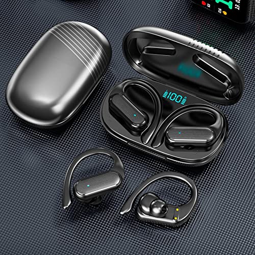 Running Bluetooth 5.0 Headphones, Sport Over Ear Wireless Earbuds with Earhooks, Long Battery Life Wireless Headset, IPX5 Waterproof Sweatproof Earphones for Workout Jogging Gym