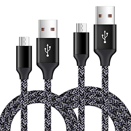 Short Micro USB Cable 2-Pack, 1.6+3FT Phone Charger Power Cords Android Fast Charging Cables Compatible with Samsung Galaxy J7 S6 S7 Edge J3,Note 3 4 5,Tablet S2 S4, LG Stylo 2/3 Plus