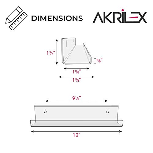 akrilex Vinyl Record Shelf Wall Mount - 8 Pack 12-inch Clear Acrylic Album Record Holder Display Rack - Art for the Records Collector