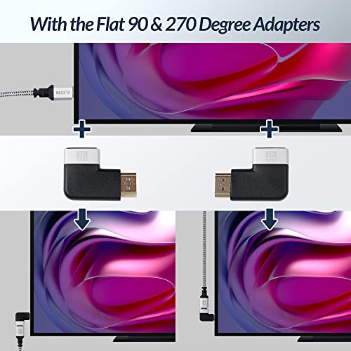 Elecan 8K HDMI 2.1 Cable (Certified) 8 Ft/2 Pack, 48Gbps Braided HDMI Cord for 8K@60Hz 4K@120Hz 2K 1080P, Dynamic HDR, eARC HDCP 2.2&2.3 Dolby Vision for PS5,PS4, Xbox HD TV with Ties and Adapters