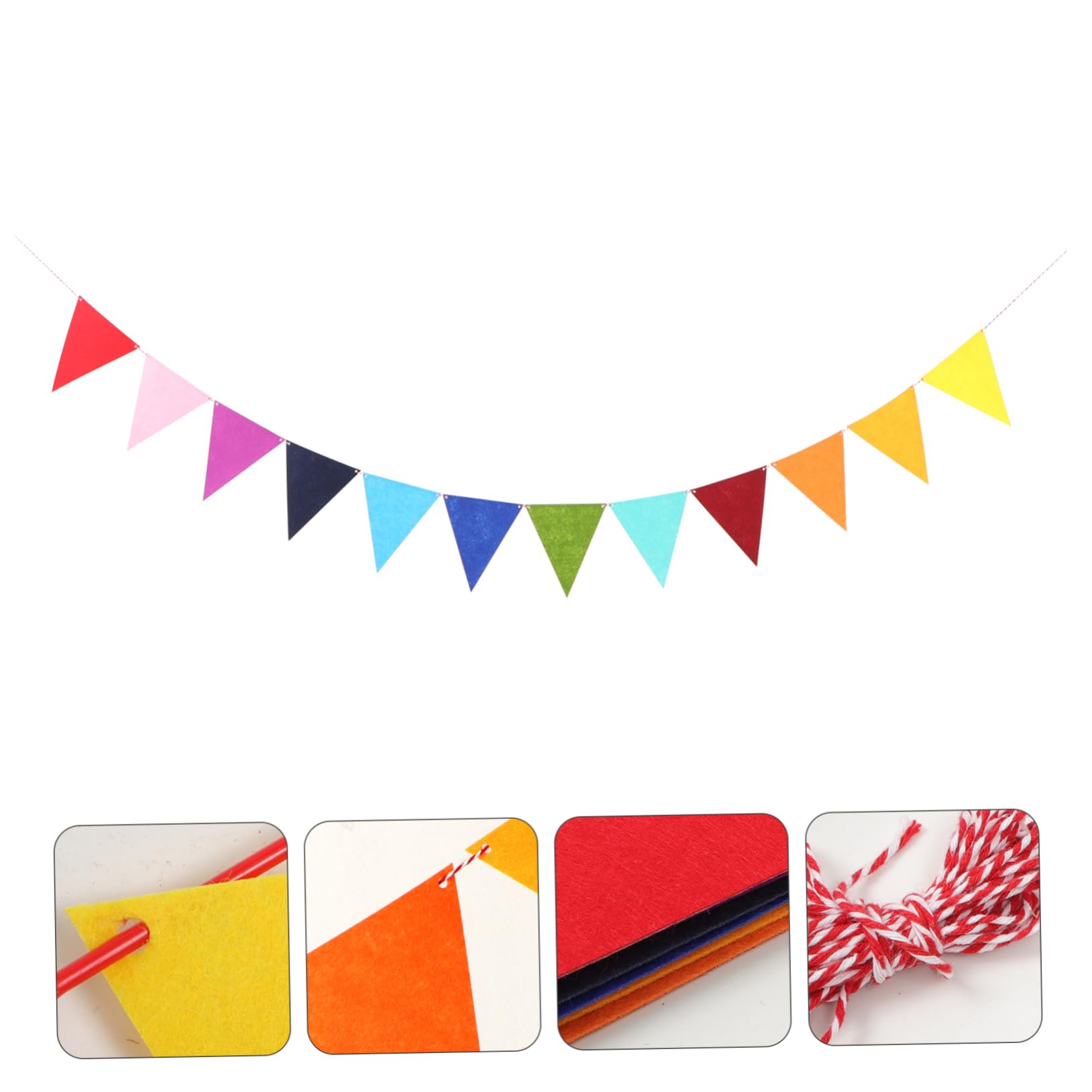 Abaodam 36 Pcs Triangle Felt Flag Rainbow Banners Birthday Party Banner Triangle Bunting Flag Felt Bunting Baby Shower Banner Fabric Pennant Banners New Year Child Decorations Multicolor