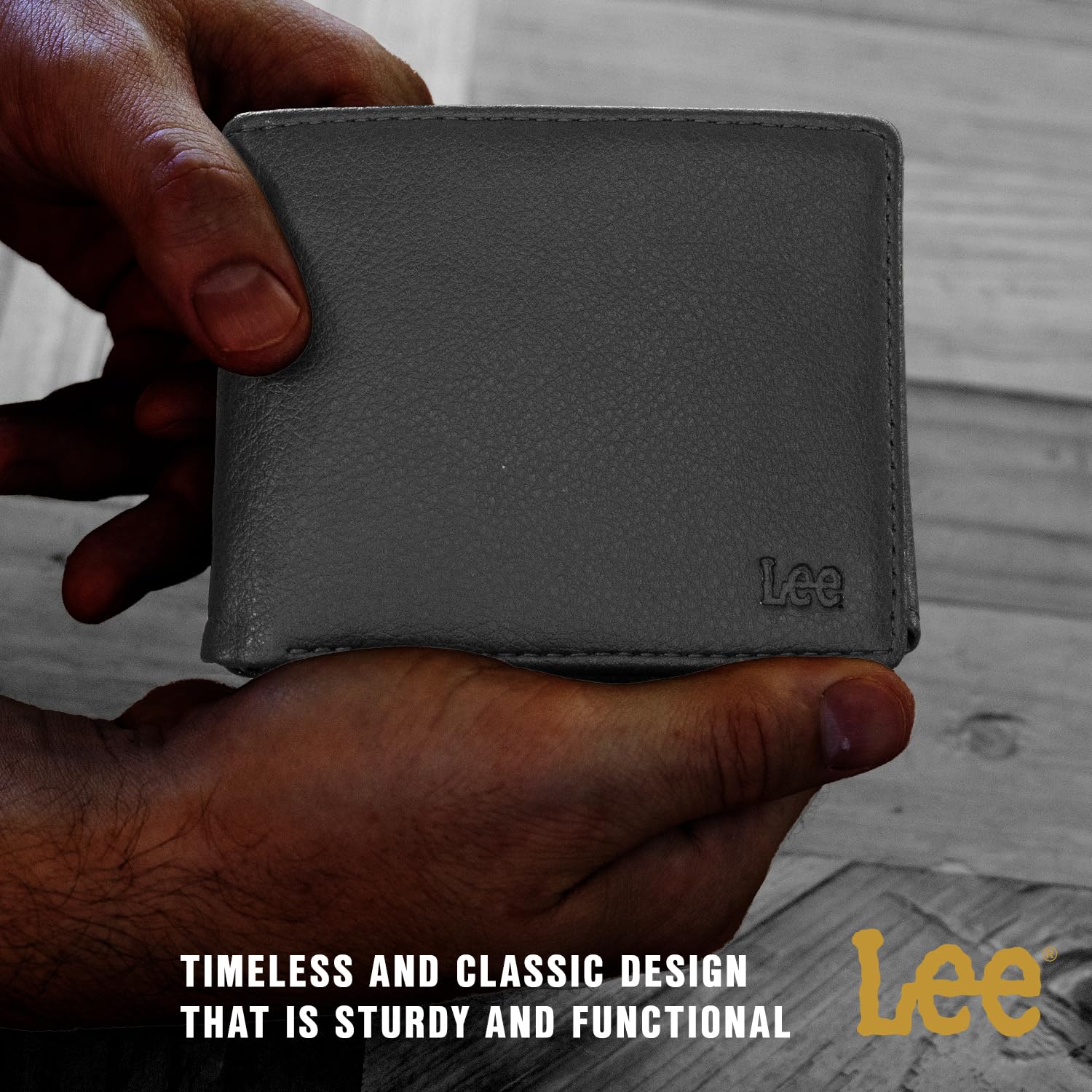 Lee Men’s Bifold Extra Capacity Traveler Wallet Casual Everyday Minimalist Cash and Card Holder with Flip ID Window (Black)