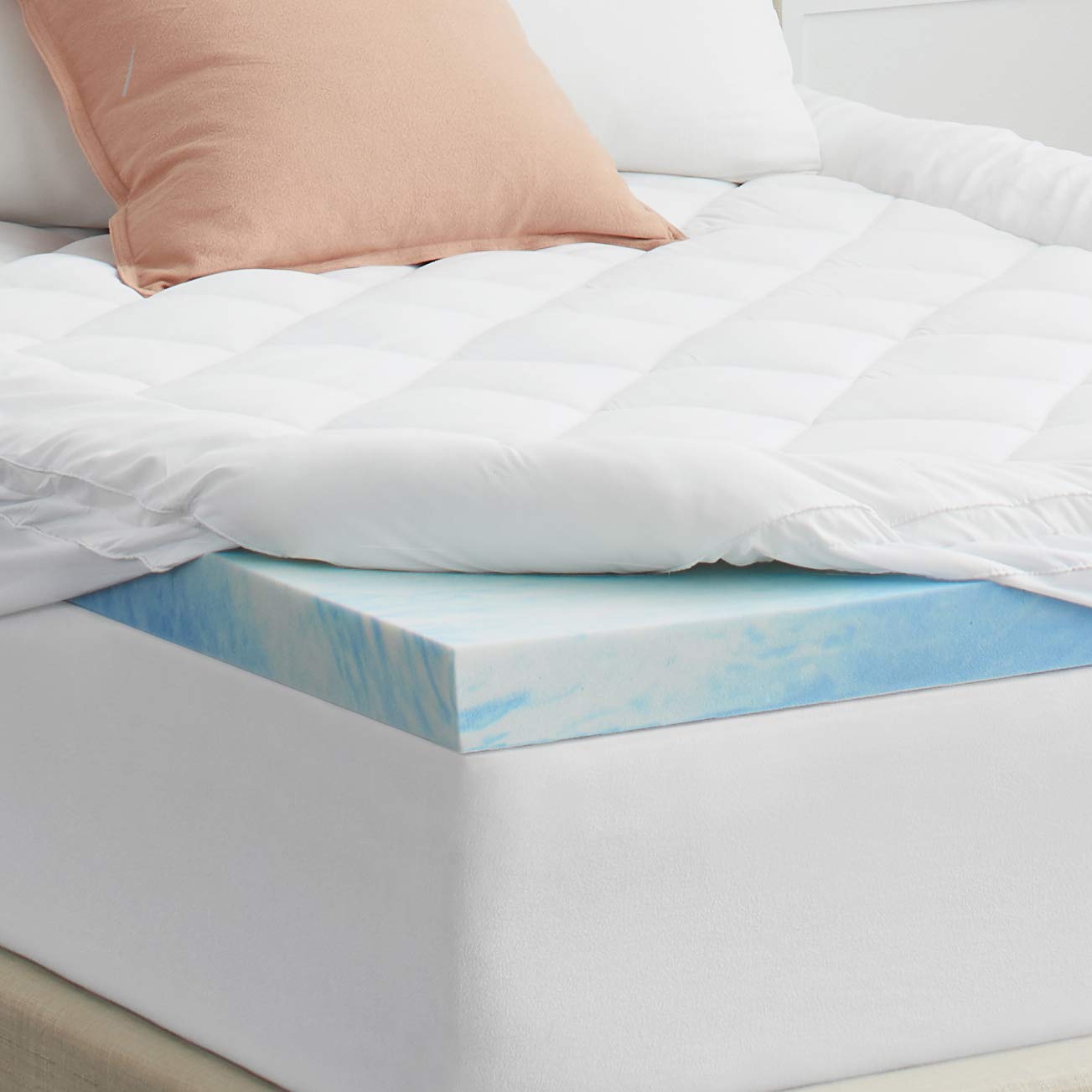 4" SealyChill™ Gel + Comfort Memory Foam Mattress Topper with Pillowtop Washable Allergen Resistant Cover, Full White