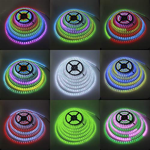 ALITOVE 32.8ft Addressable RGB LED Strip Light WS2811 Dream Color Digital Programmable Flexible LED Pixel Tape Light 24V 10m 600 LEDs 5050 SMD Waterproof IP67 Black PCB for Arduino Raspberry Pi