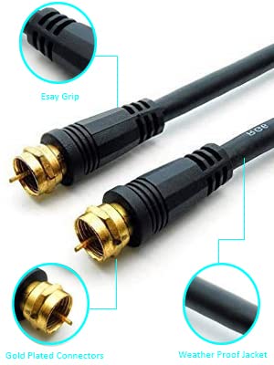 iMBPrice - (2-Pack) RG6 Coaxial Patch Cable (6 Feet) with F-Type Screw-on Connectors in Black