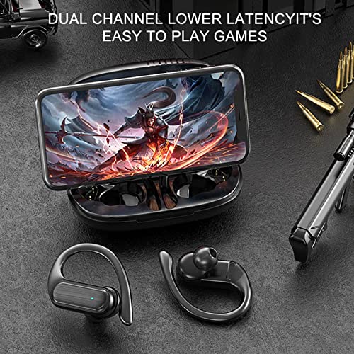 Running Bluetooth 5.0 Headphones, Sport Over Ear Wireless Earbuds with Earhooks, Long Battery Life Wireless Headset, IPX5 Waterproof Sweatproof Earphones for Workout Jogging Gym