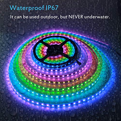 ALITOVE 32.8ft Addressable RGB LED Strip Light WS2811 Dream Color Digital Programmable Flexible LED Pixel Tape Light 24V 10m 600 LEDs 5050 SMD Waterproof IP67 Black PCB for Arduino Raspberry Pi