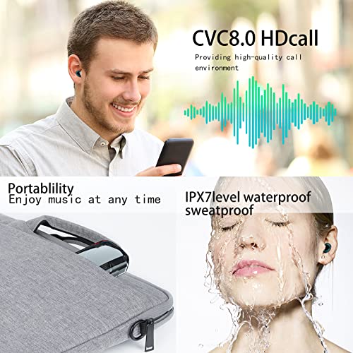 WMWYMX Wireless Earbuds Hi-Fi Stereo Deep Bass Bluetooth Fast Charging in-Ear Headphones Touch Control Headphones for Sports Office Cordless Earphones for iPhone/Android