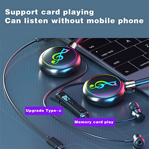 Wireless Bluetooth Halter Neck Headphones RGB Led Breathing Lamp Multi-Function Sports Earbuds in-Ear 5.3 Support Sd-Card, 3D Stereo Sound for Sports Gym
