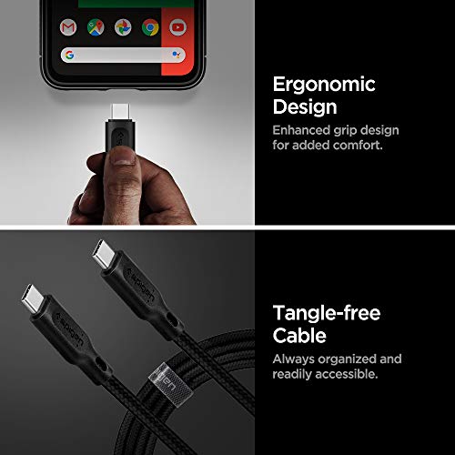 Spigen DuraSync 60W USB C to USB C Cable Power Delivery PD [4.9ft][Premium Cotton Braided] Fast Charging Cable Type C Works with Galaxy S22 Ultra Plus S21 FE MacBook iPad Pro Air Pixel USB-C Devices