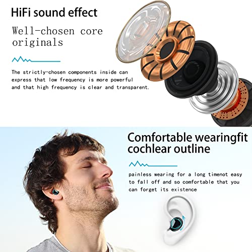 WMWYMX Wireless Earbuds Hi-Fi Stereo Deep Bass Bluetooth Fast Charging in-Ear Headphones Touch Control Headphones for Sports Office Cordless Earphones for iPhone/Android