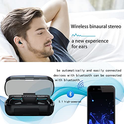 WMWYMX Wireless Earbuds Hi-Fi Stereo Deep Bass Bluetooth Fast Charging in-Ear Headphones Touch Control Headphones for Sports Office Cordless Earphones for iPhone/Android