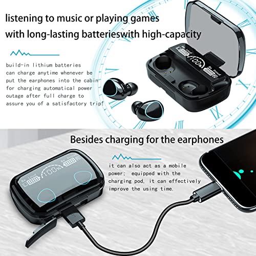 WMWYMX Wireless Earbuds Hi-Fi Stereo Deep Bass Bluetooth Fast Charging in-Ear Headphones Touch Control Headphones for Sports Office Cordless Earphones for iPhone/Android