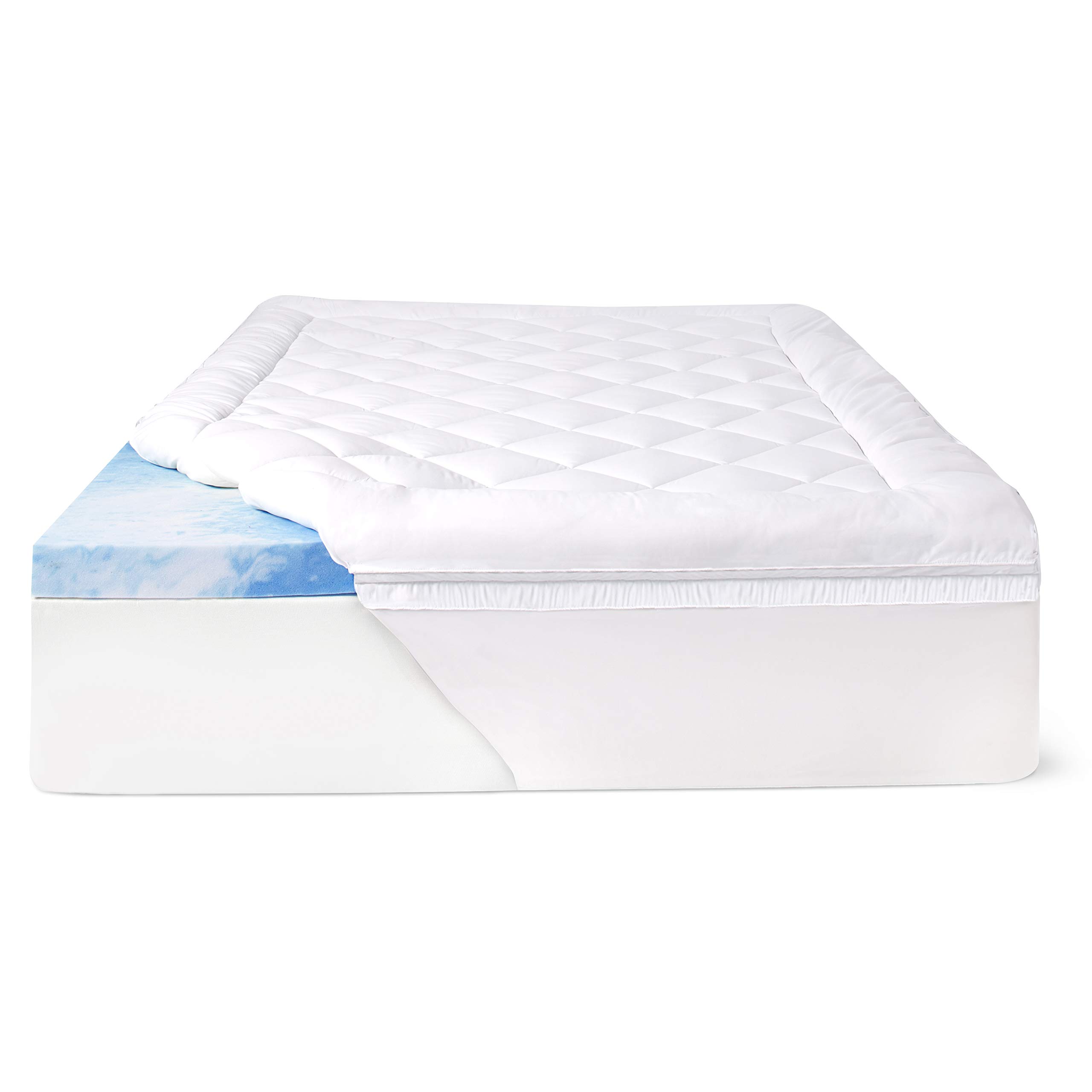 4" SealyChill™ Gel + Comfort Memory Foam Mattress Topper with Pillowtop Washable Allergen Resistant Cover, Full White