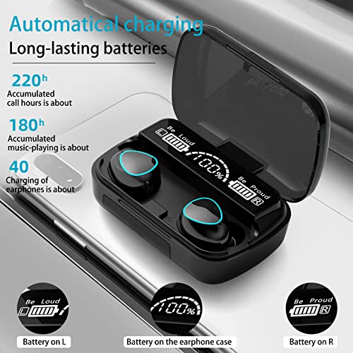 WMWYMX Wireless Earbuds Hi-Fi Stereo Deep Bass Bluetooth Fast Charging in-Ear Headphones Touch Control Headphones for Sports Office Cordless Earphones for iPhone/Android
