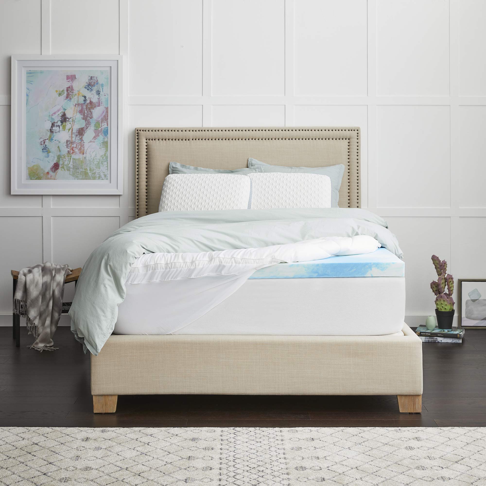 4" SealyChill™ Gel + Comfort Memory Foam Mattress Topper with Pillowtop Washable Allergen Resistant Cover, Full White