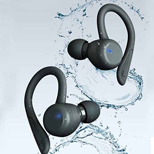 YaYiYa Running Headphones Wireless Earbuds with Earhooks Over Ear Sport Headphones Sweatproof Earphones Workout Jogging Gym Black E
