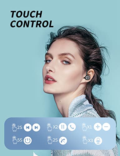 FAMOO Wireless Earbuds, Bluetooth 5.1 Headphones with Microphone, IPX7 Waterproof, 48H Playtime, High-Fidelity Stereo Earphones with Charging Case for Sports and Work