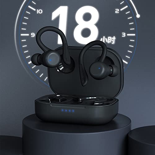 YaYiYa Running Headphones Wireless Earbuds with Earhooks Over Ear Sport Headphones Sweatproof Earphones Workout Jogging Gym Black E