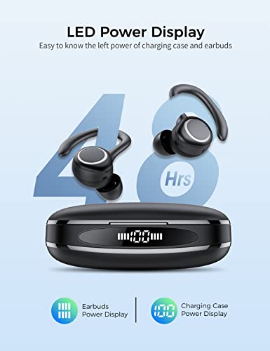 FAMOO Wireless Earbuds, Bluetooth 5.1 Headphones with Microphone, IPX7 Waterproof, 48H Playtime, High-Fidelity Stereo Earphones with Charging Case for Sports and Work