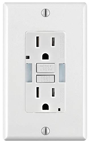 Leviton GFNL1-W Self-Test SmartlockPro Slim GFCI Tamper-Resistant Receptacle with Guidelight and LED Indicator, 15-Amp, White