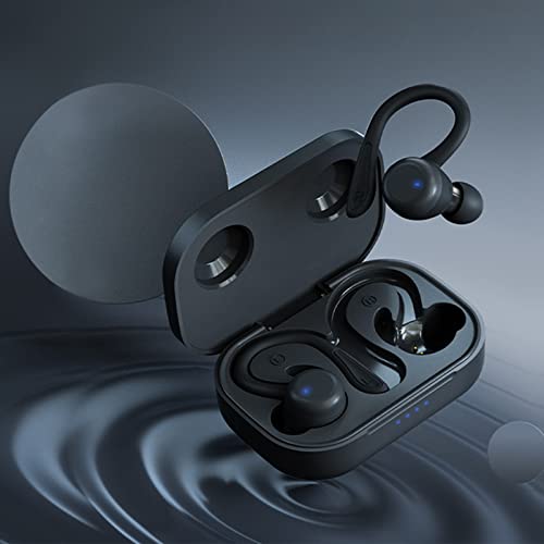 YaYiYa Running Headphones Wireless Earbuds with Earhooks Over Ear Sport Headphones Sweatproof Earphones Workout Jogging Gym Black E