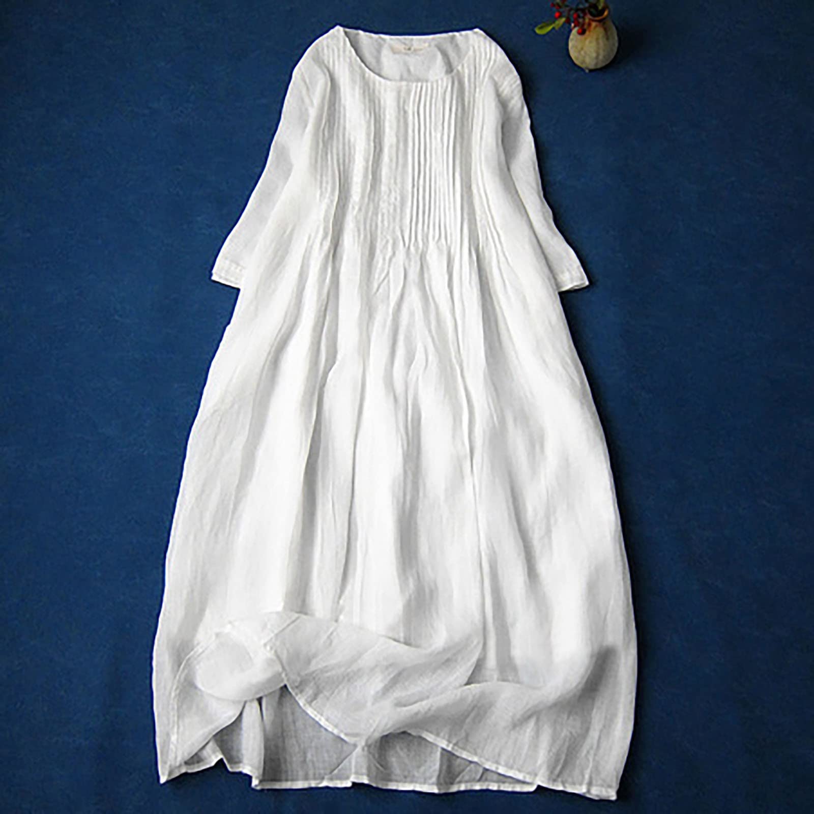 Formal Dresses for Women Wedding Guest Spring and Summer Cotton and Linen Baptism Casual Dresses Girls Dresses White