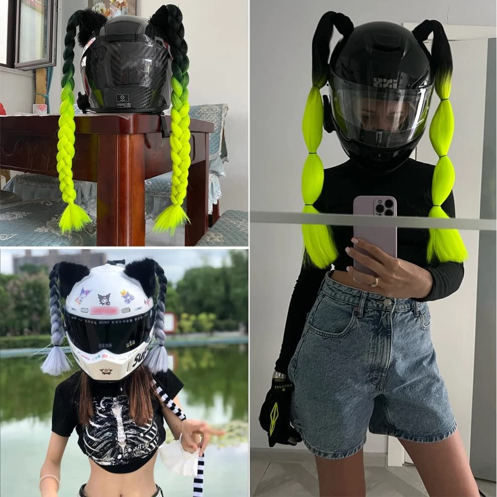 2 Psc Helmet Pigtail Motorcycle Helmet Ponytail Bicycle Helmet Braids Hair Tails for Any Helmets Decorations Cup Reusable (G)