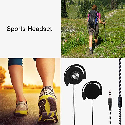 WskLinft 3.5MM Earphones, Head-Mounted Ear-Mounted, Wired-Controlled Subwoofer with Microphone, Computer Desktop, Universal Running Sports Ear-Hook Earphone Black