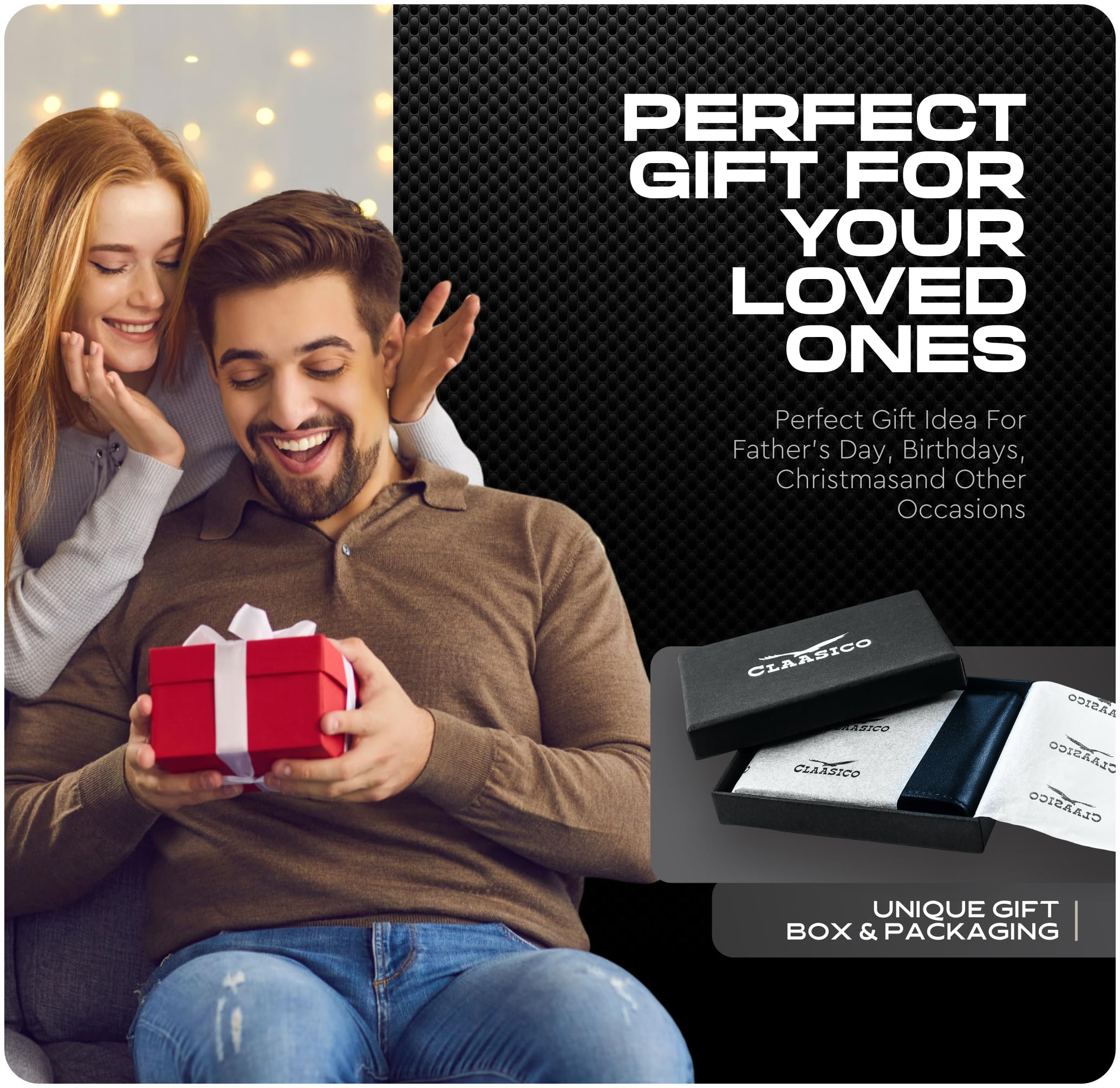 Wallet for Men’s - Genuine Leather Slim Bifold RFID Wallet - Gift for Men Packed in Stylish Gift Box