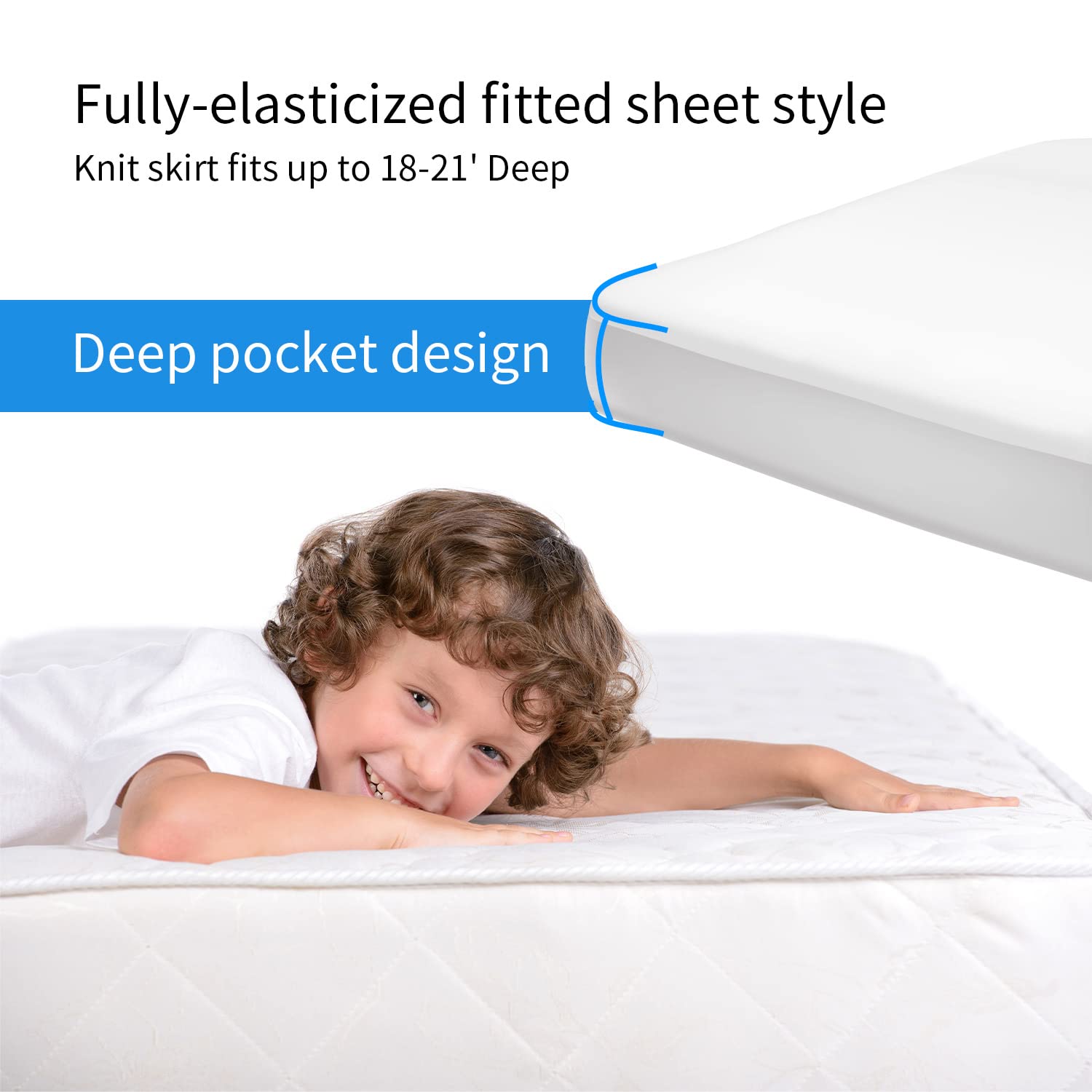 Letech+ Waterproof Mattress Protector Fitted Style, Twin XL Size 100% Cotton Terry Smooth and Breathable Top, Mattress Cover - Noiseless Vinyl-Free Deep Pocket Machine Washable Protector
