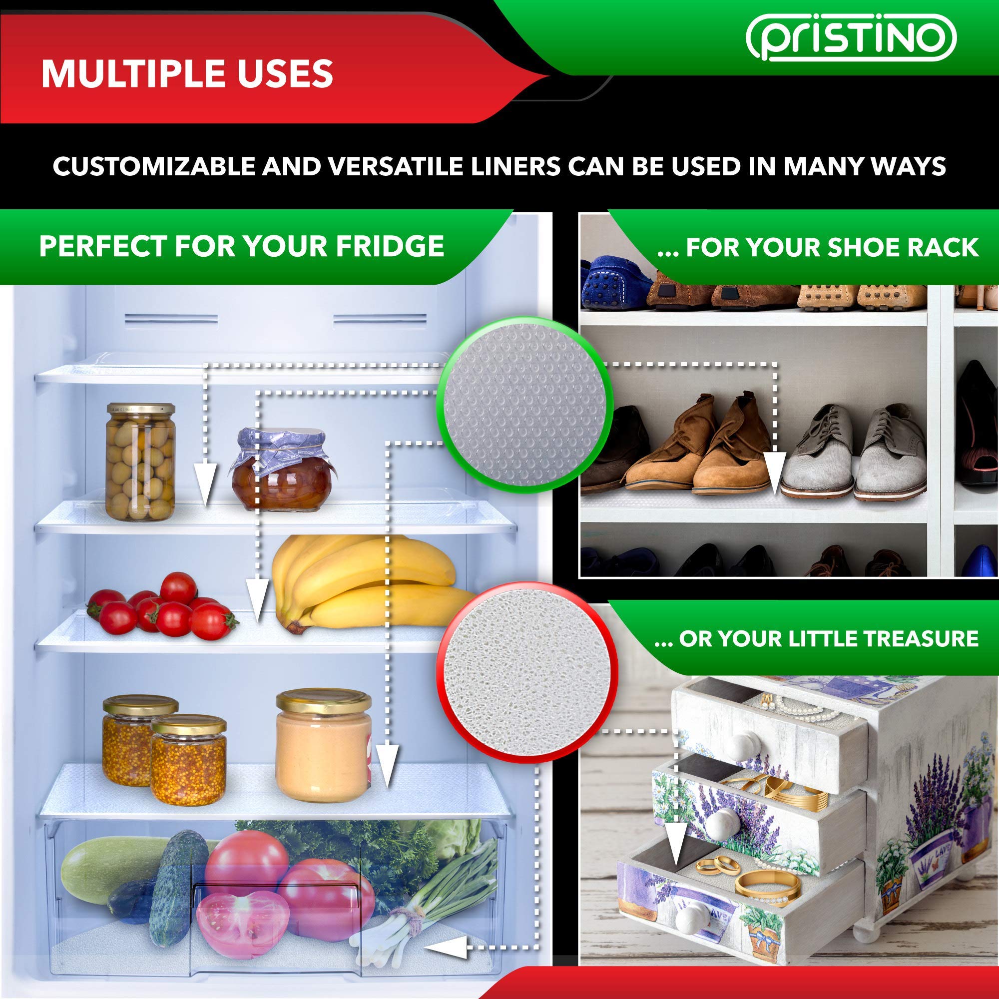 Refrigerator Liners β Fridge Shelf Mats β Washable Liner for Shelves - Drawers and Organizers - Non Adhesive Clear Mats β Produce Saver and Protector